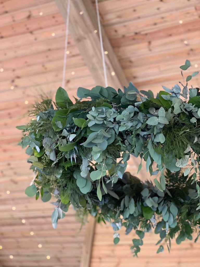 dried foliage hoop installation